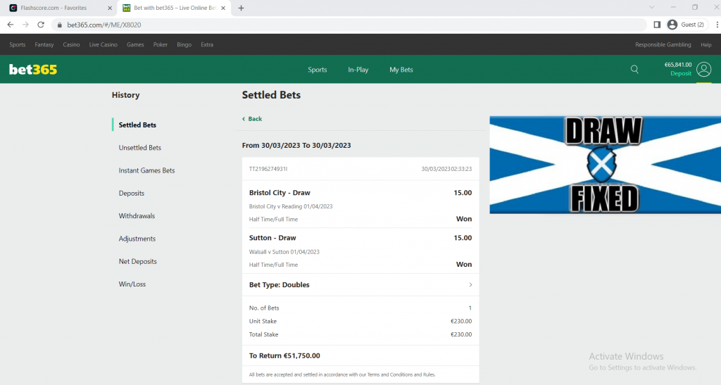 Fixed Match Draw Tips